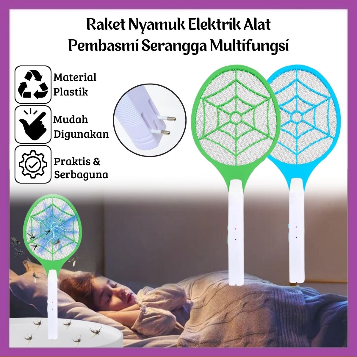 Raket Nyamuk Elektrik Alat Perangkap Pengusir Hama Mosquito Trap Racket ...