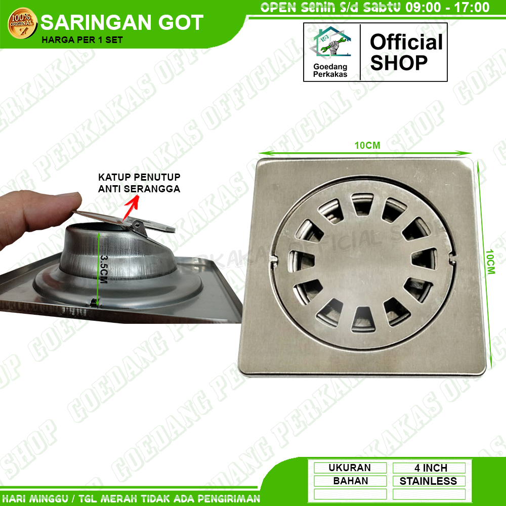 Saringan Got Floor Drain Stainless Steel Anti Serangga 4 Inch Amani ...