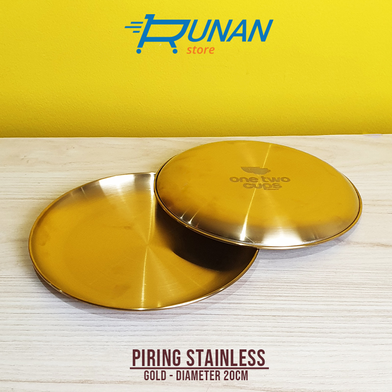 Piring Stainless 20cm Gold - Piring Buah Roti Saji Emas Serving Plate ...
