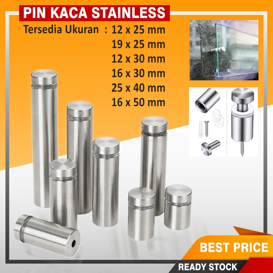 PIN STAINLESS ACRYLIC / PIN AKRILIK / KACA UKURAN 16X30MM | Lazada ...