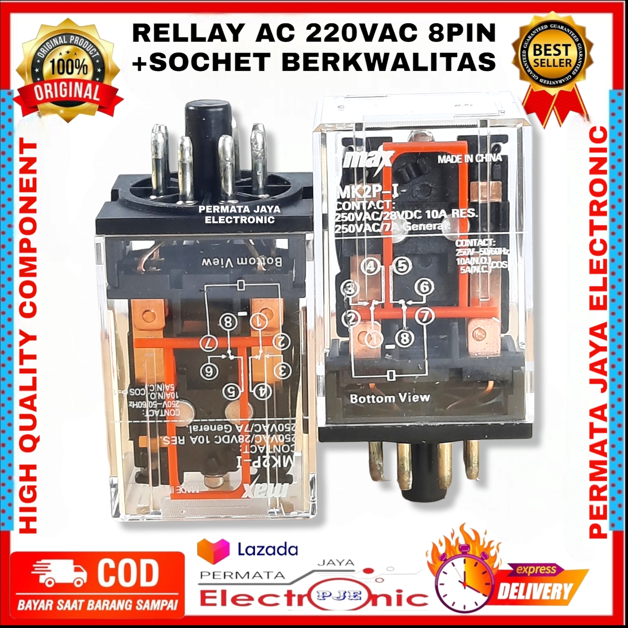 Relay MK2P 220V OMR / MAX + Socket Relay Kaki 8P | Lazada Indonesia