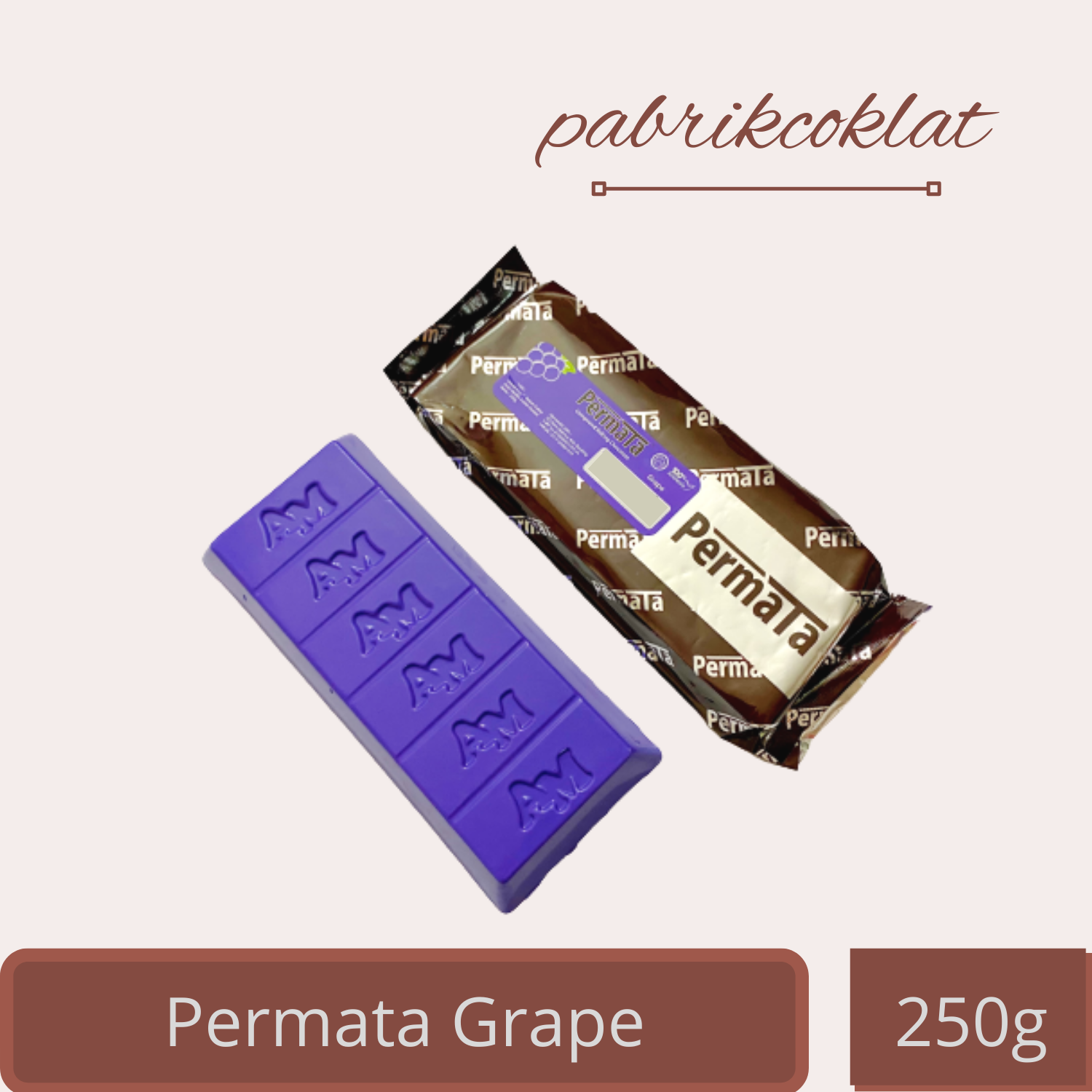 Permata Coklat Blok Ungu Rasa Anggur 250g /1kg - Grape Chocolate ...