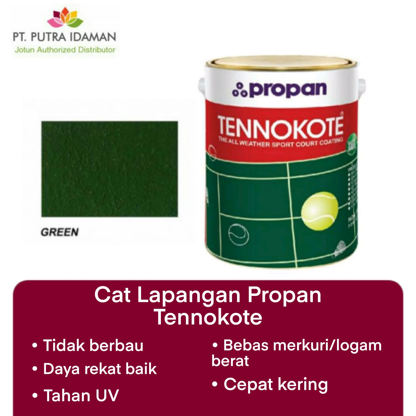 CAT LAPANGAN PROPAN TENNOKOTE TNK 1000 WA - GREEN/HIJAU | Lazada Indonesia