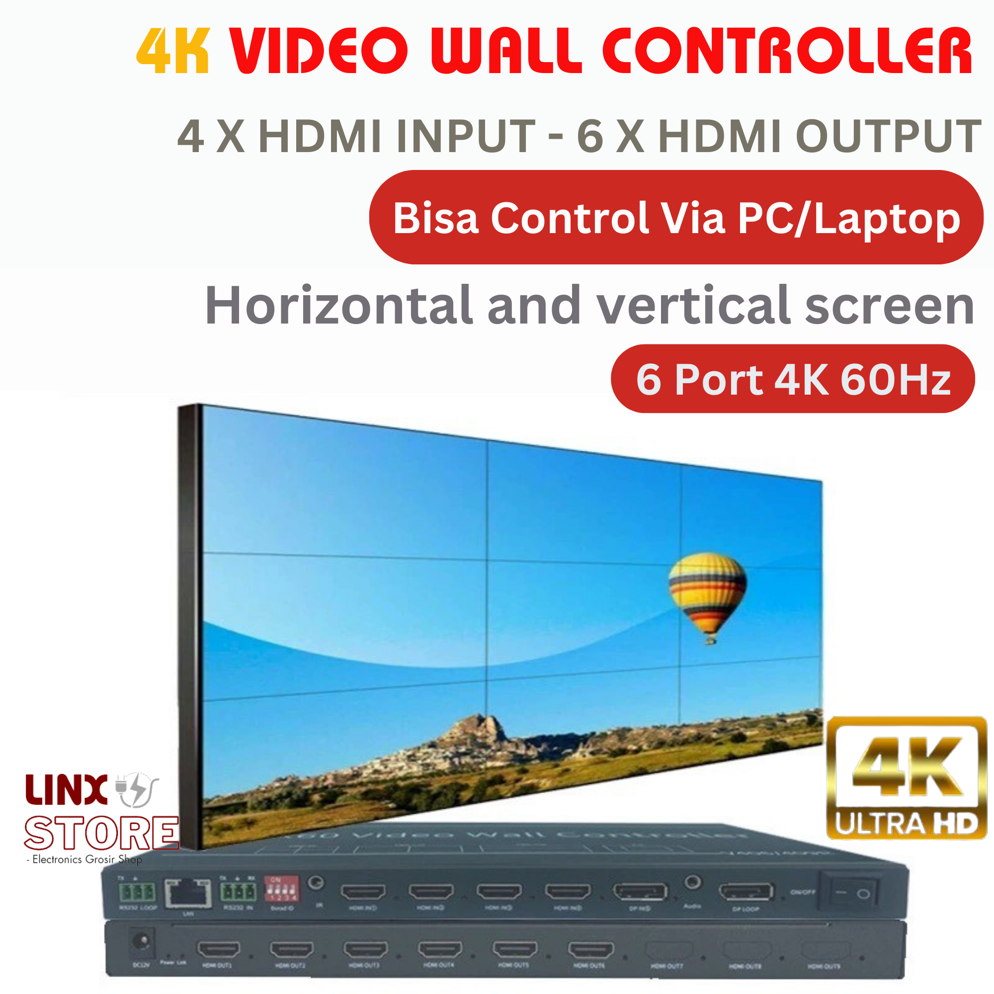 Video Wall controller 4K 5input , 6output / 4 HDMI input , 9 HDMI ...