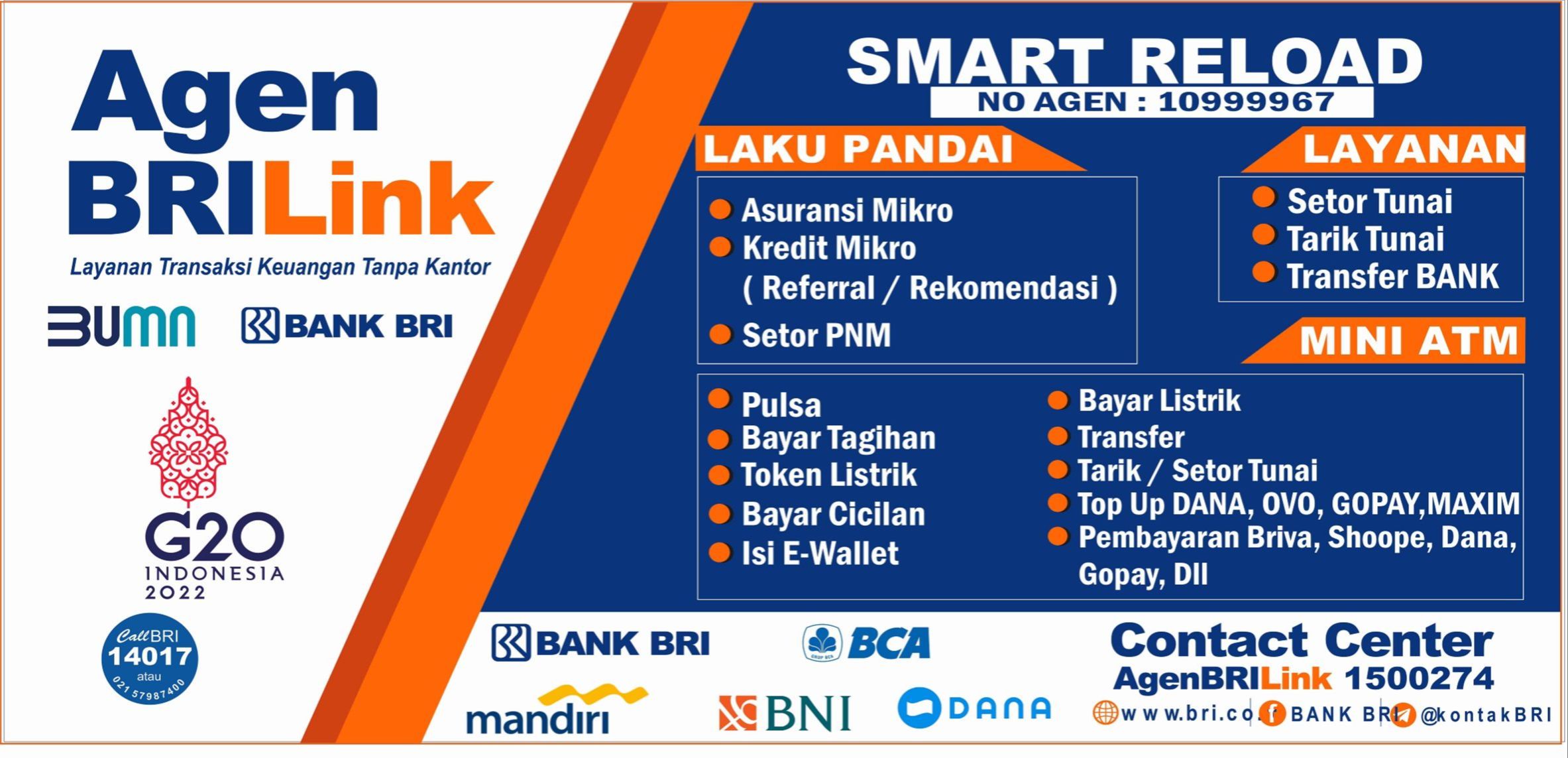 Spanduk banner Agen BRILink ukuran 100 x 50 cm | Lazada Indonesia