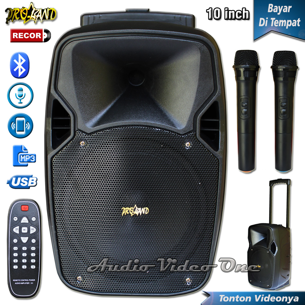 Speaker Aktif Bluetooth 10 Inch Plus 2 Mic Wireless Dan Remote Pro-land ...