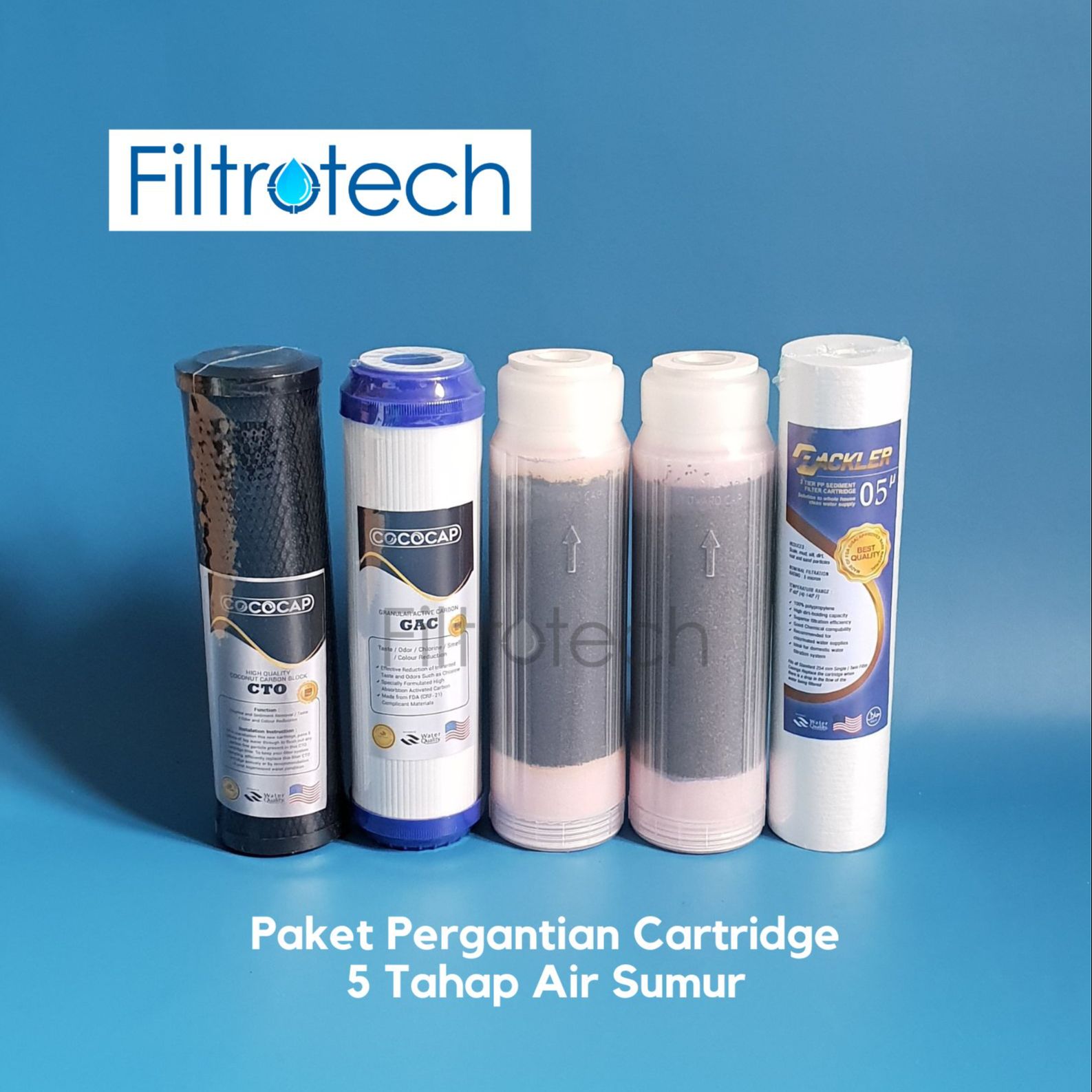Paket Catridge Filter Cartridge Air Sumur Besi Tinggi 5 tahap | Lazada ...