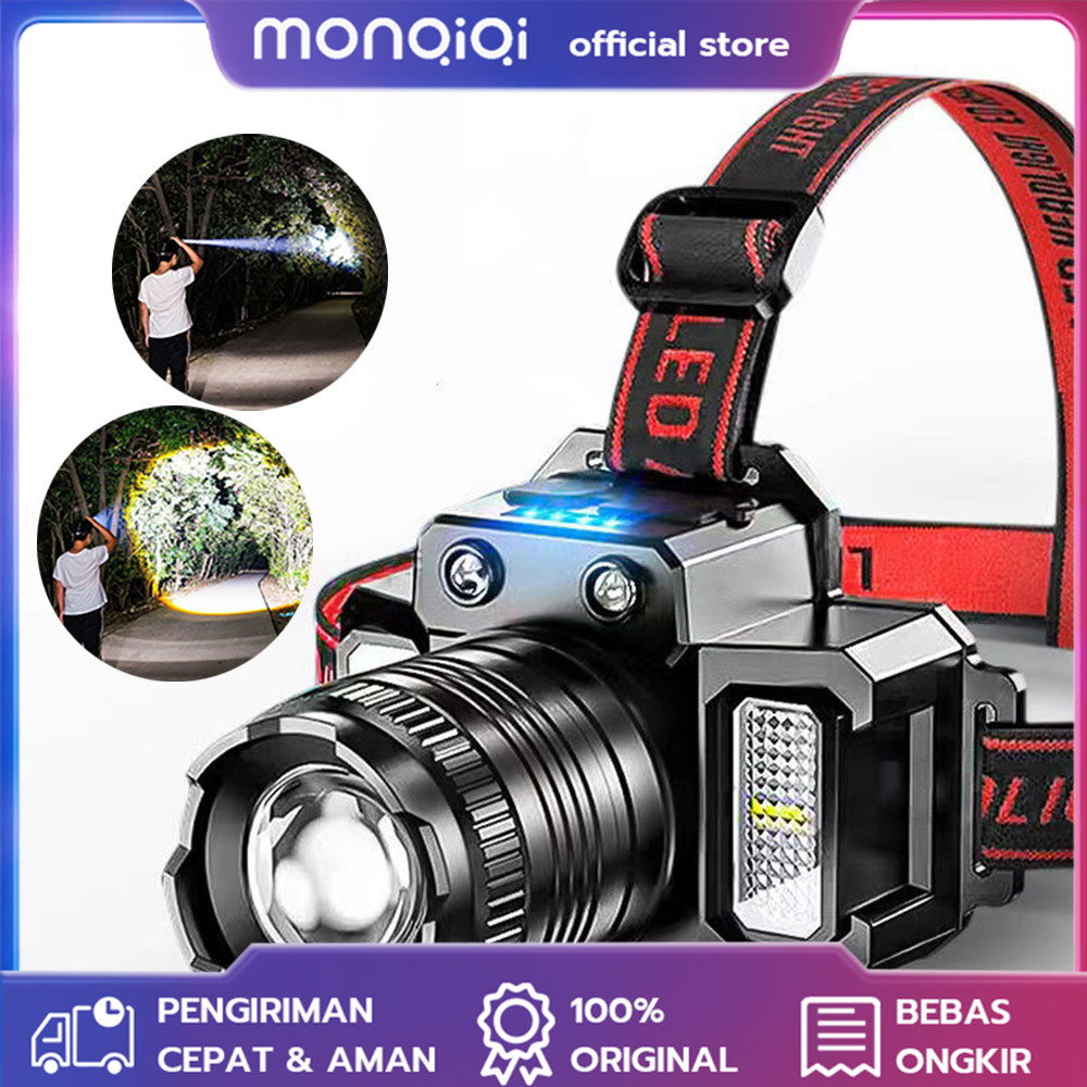 MonQiQi LED Senter Kepala Super headlight flashlight Are Super Bright Rechargeable Waterproof ...