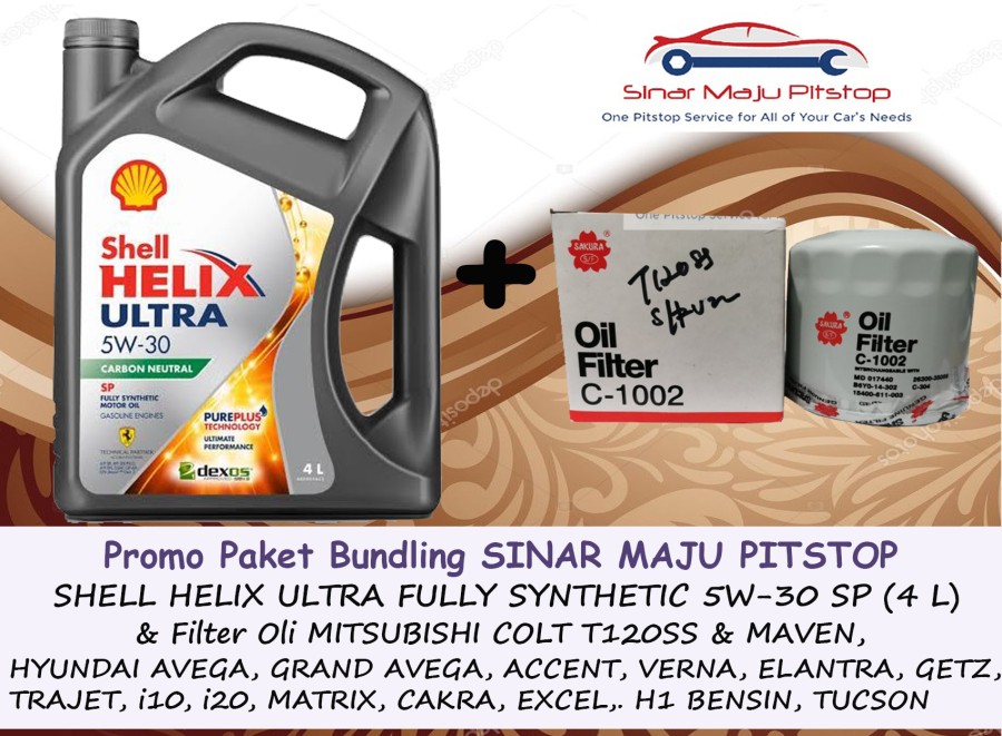 Paket Bundling Oli SHELL HELIX ULTRA HX8 SAE 5W-30 API SP Original 4 ...