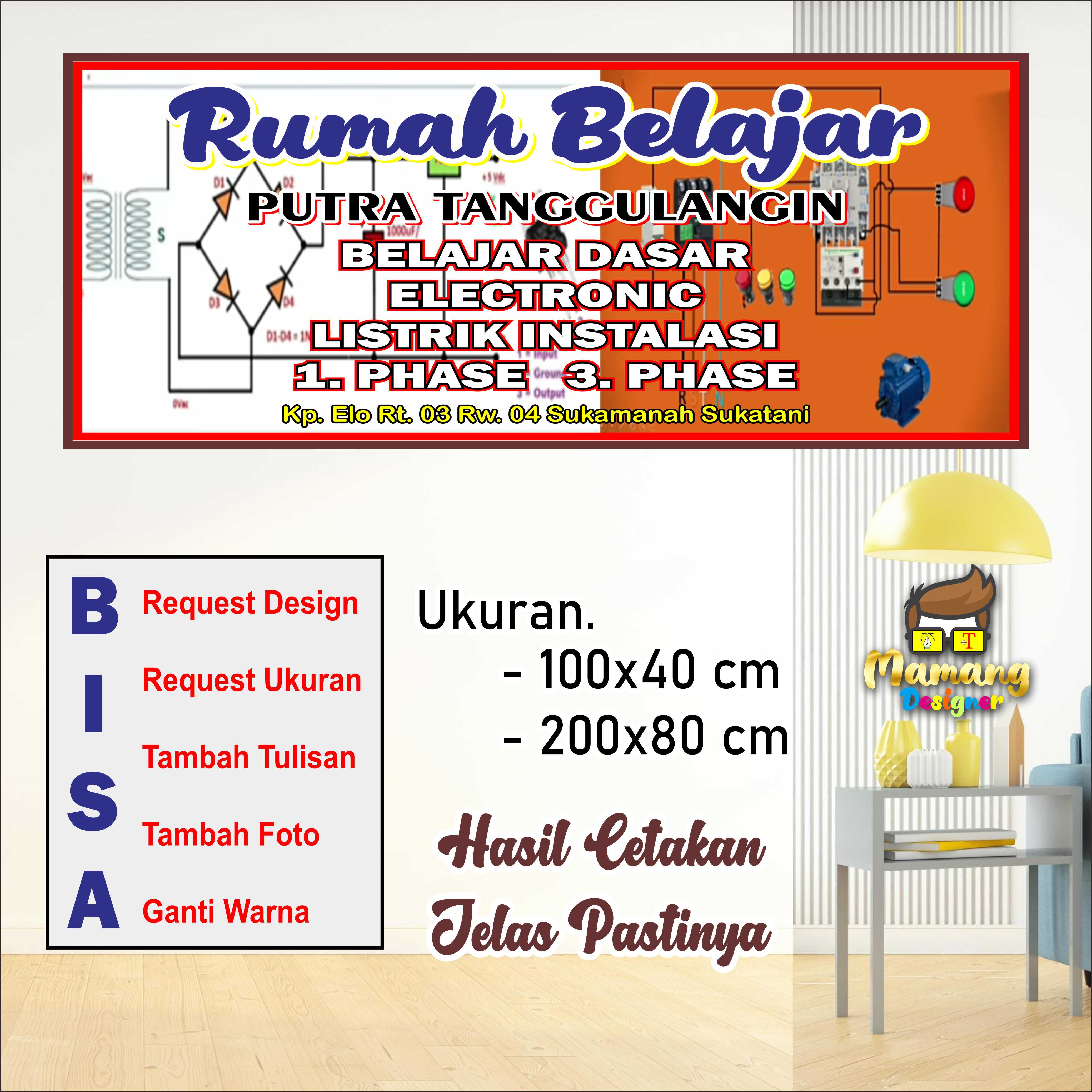 Cetak Spanduk Banner MMT Rumah Belajar Alat Listrik atau Elektronik bb ...