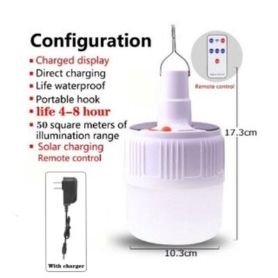 Lampu Bohlam / Lampu LED Bohlam Solar Panel Rechargeable 40W | Lazada ...