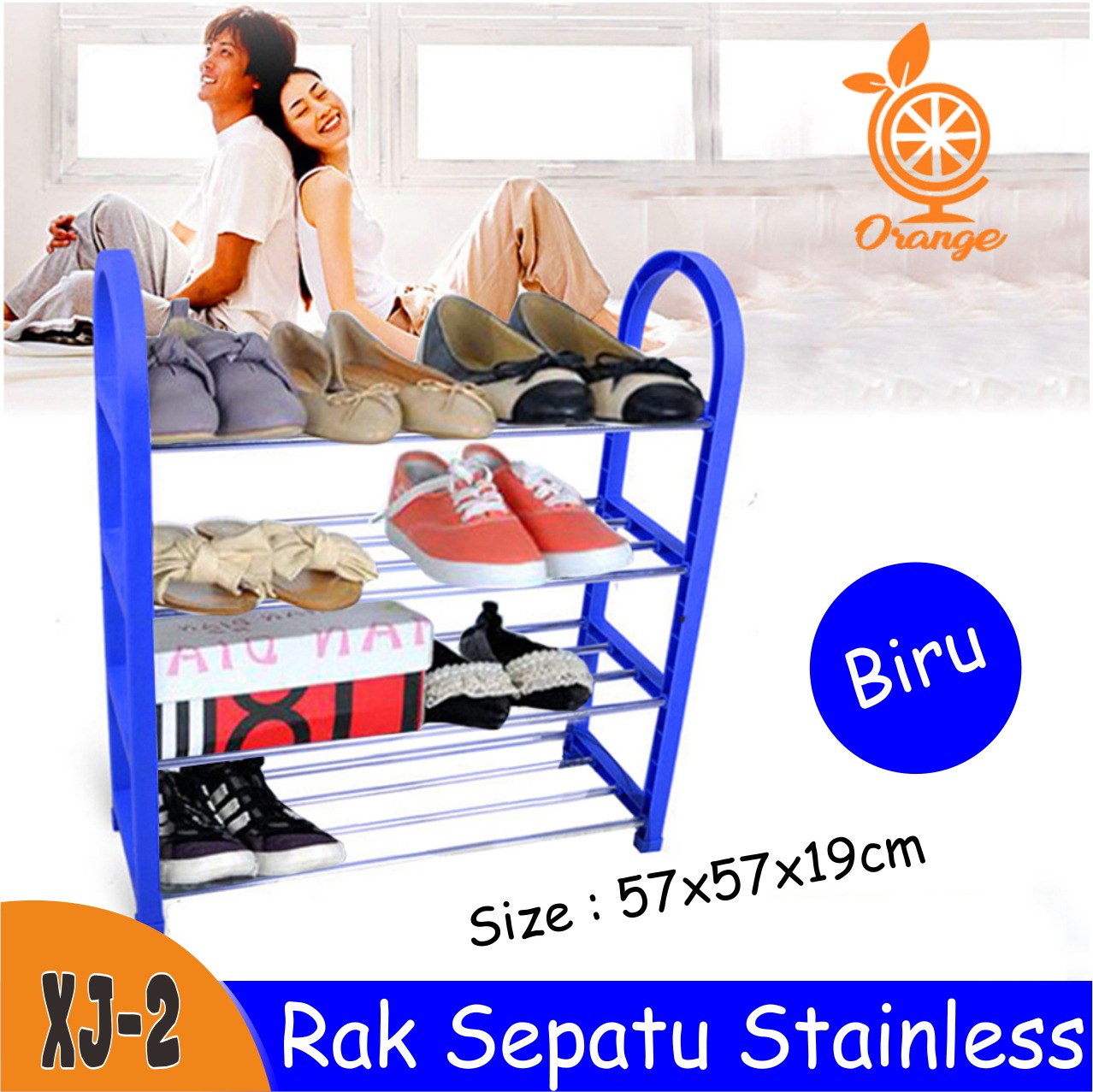 ORANGE Rak Sepatu Plastik 4 Susun Model Silang X Rak Serbaguna - Rak ...