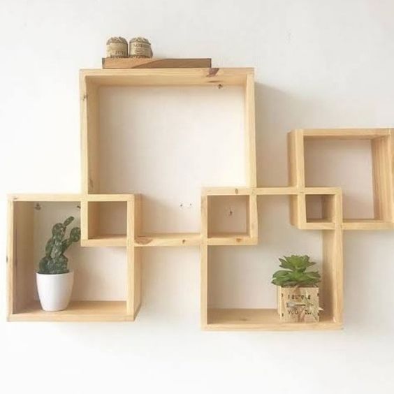 RAK DINDING AESTHETIC MINIMALIS, HIASAN DINDING KAYU RAK DINDING KOTAK ...