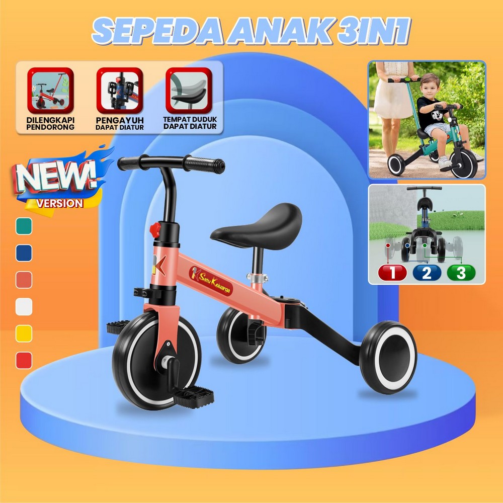 LD-M97 Mainan Sepeda Anak 3 Roda 2in1 Sepeda Keseimbangan Anak Balance ...