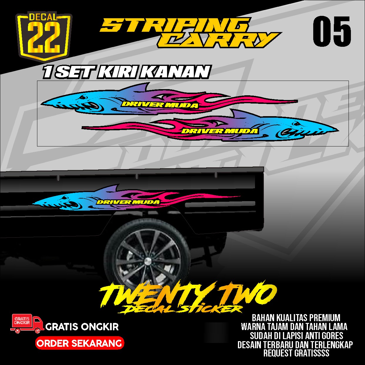 stiker striping variasi carry new desain bak samping twenty two decal ...
