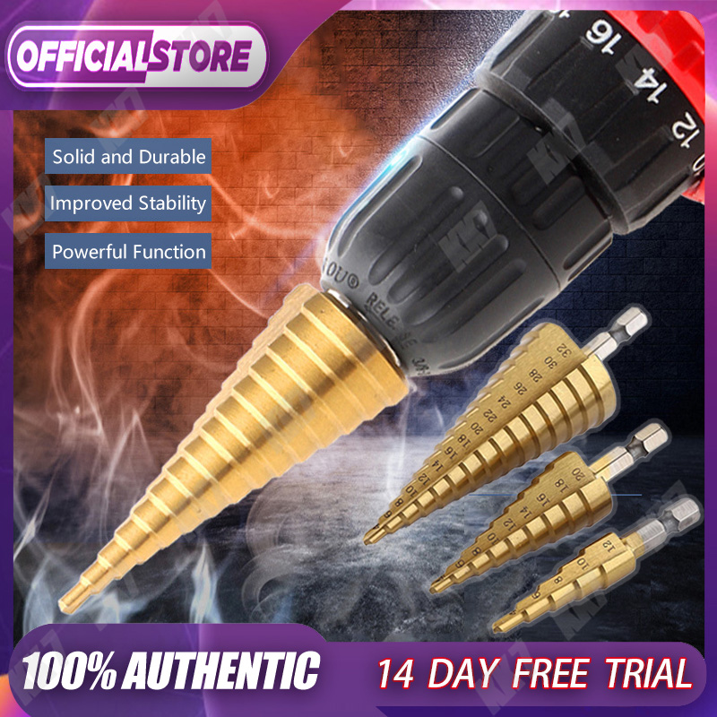 Mata Bor Step Drill 3 PCS Titanium Hex Bor Pagoda Tingkat Payung Cone ...