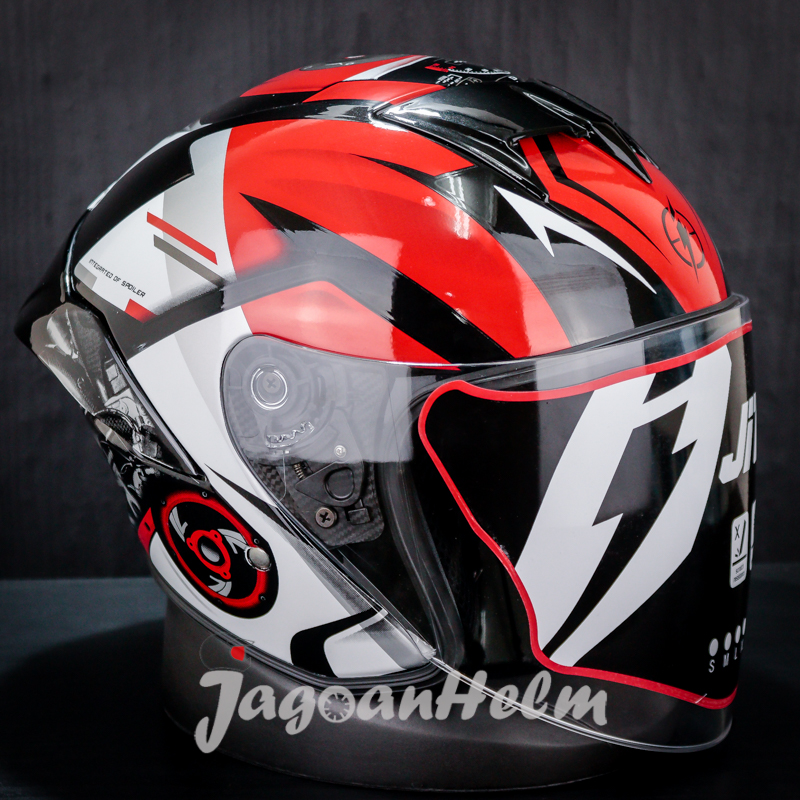 JITSU HELM JS1 MOTO ENGINE / BLACK RED / HALF FACE | Lazada Indonesia