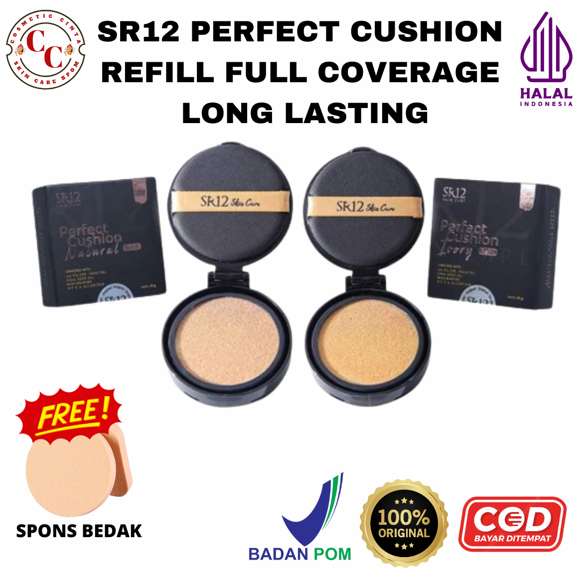 Bedak Sr12 Perfect Cushion Refill Dream Skin Full Covarage Long Lasting ...