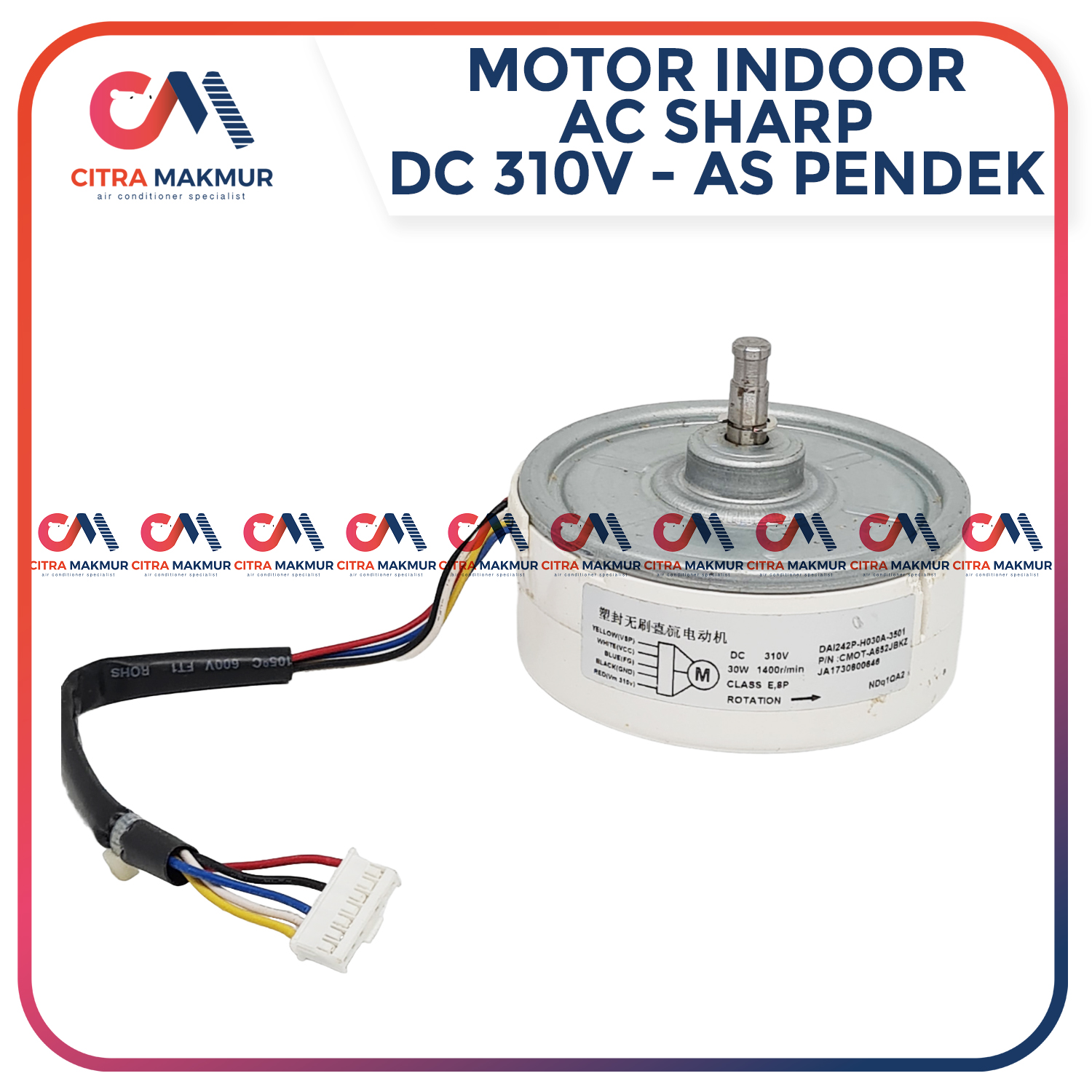 Motor Fan Blower Indoor AC Sharp arus DC 30 Watt 5 kabel soket Kipas ...