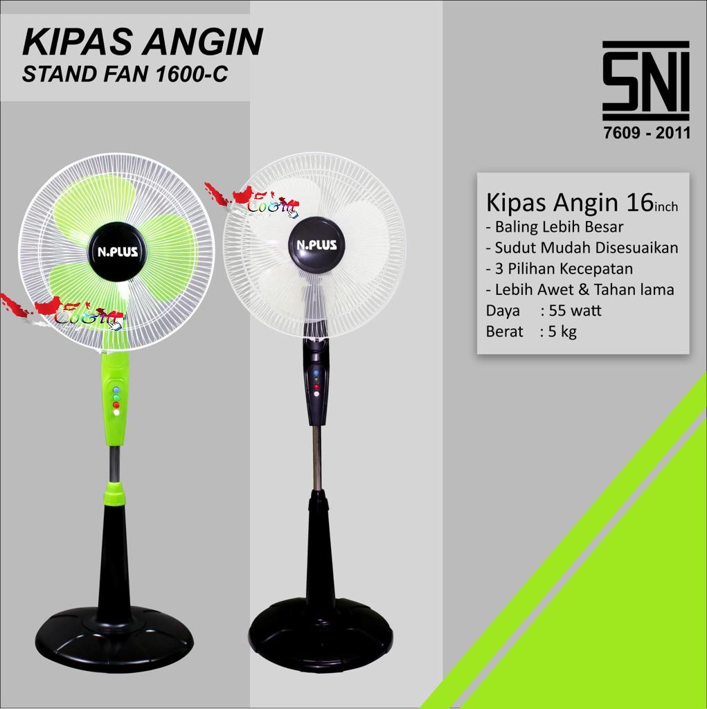 STAND FAN N.PLUS kipas angin berdiri 16 inch standfan motor kawat ...