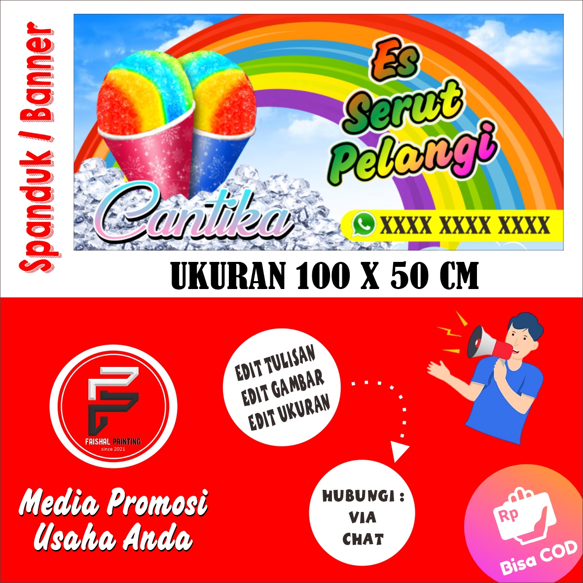 Spanduk Es Serut Pelangi Banner Es Serut Spanduk Ukuran 100 X 50 Cm Lazada Indonesia