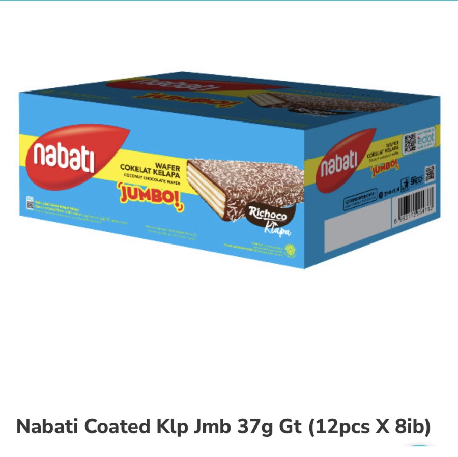 Nabati Wafer Coklat Kelapa Jumbo 1 Box Isi 12pcs | Lazada Indonesia
