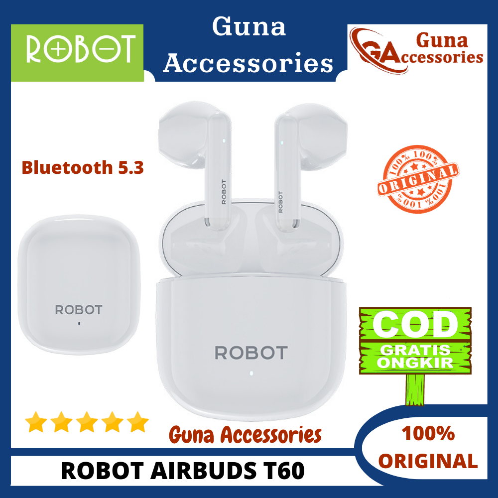 Robot T60 Airbuds TWS Half Ear Wireless 13mm Earphone Bluetooth 5.3 ...