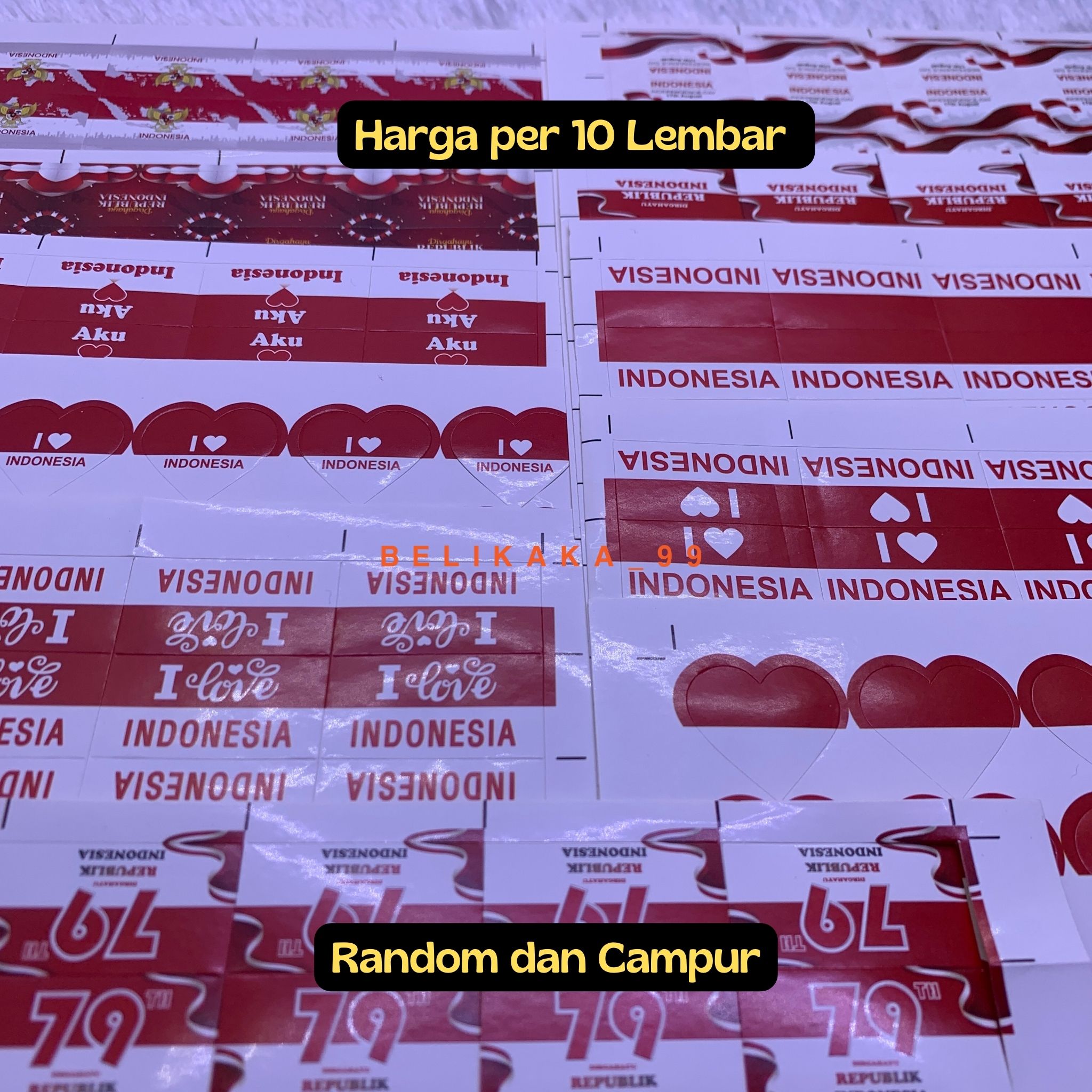(10 LEMBAR) STICKER PIPI MERAH PUTIH ISI 30 DAN 32 PCS HUT KEMERDEKAAN ...