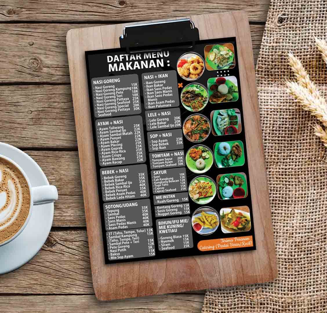 Cetak Daftar Menu Custom / Menu Resto / Menu Makanan Ukuran A3 / A4 ...