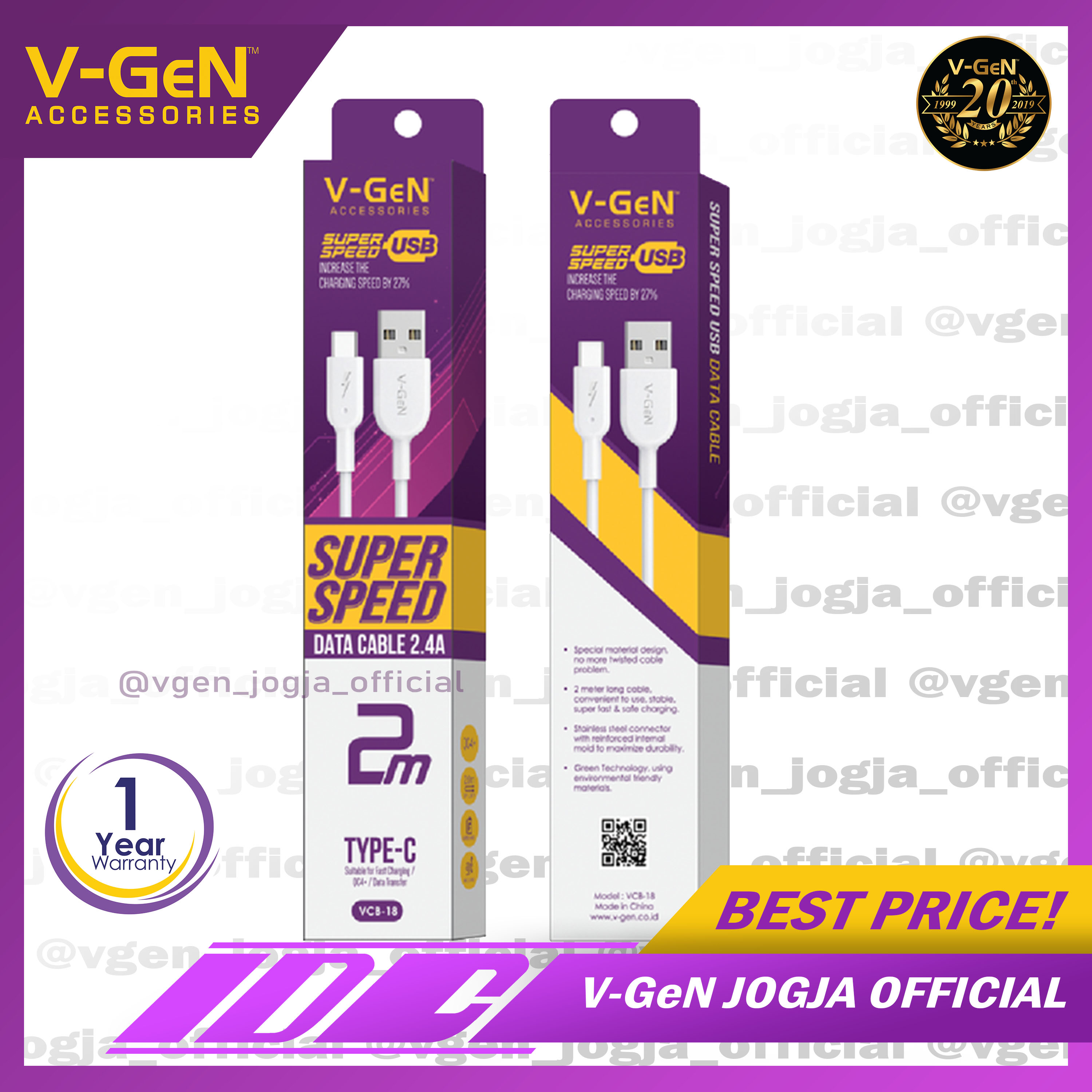 USB Type C V-GeN VCB-18 Fast Charging 2 Meter | Lazada Indonesia