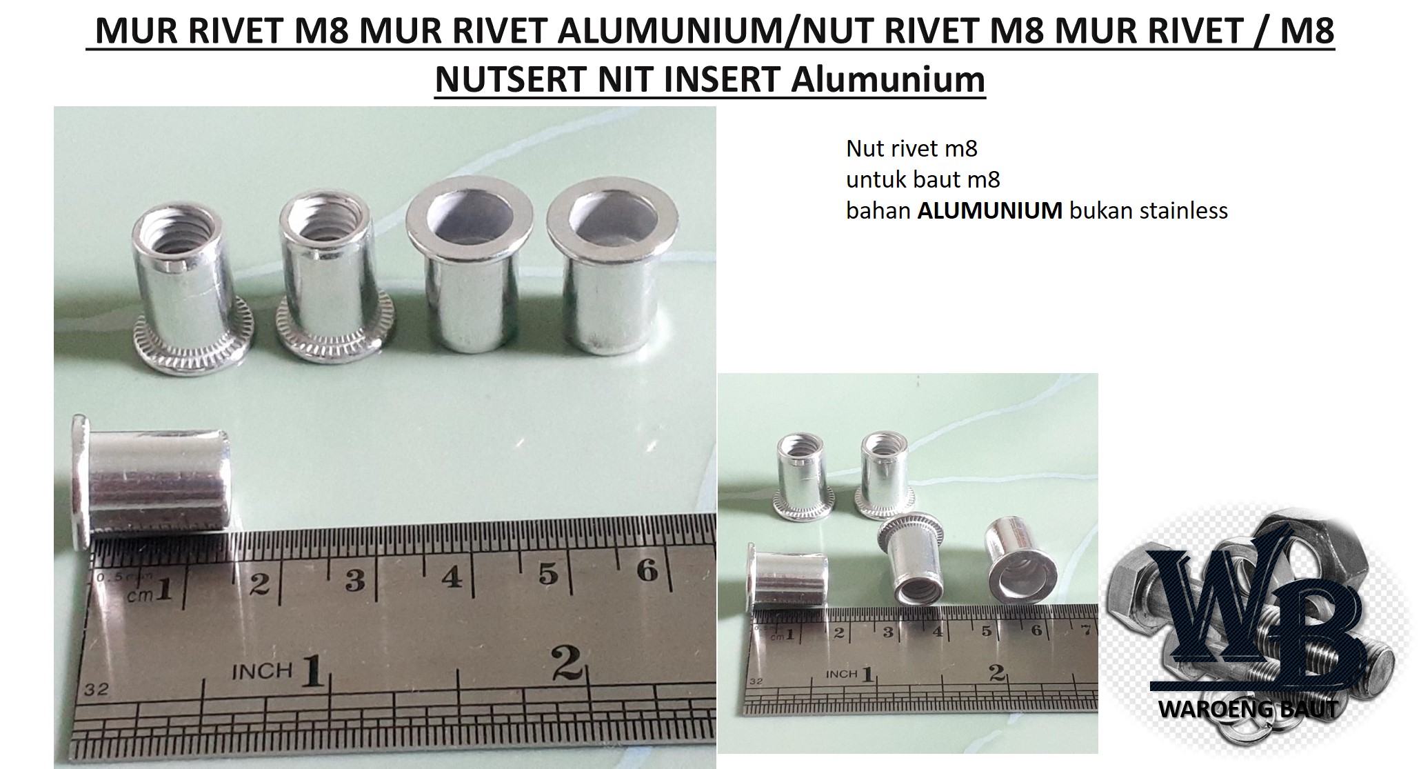 MUR RIVET M8 MUR RIVET ALUMUNIUM/NUT RIVET M8 MUR RIVET / M8 NUTSERT ...