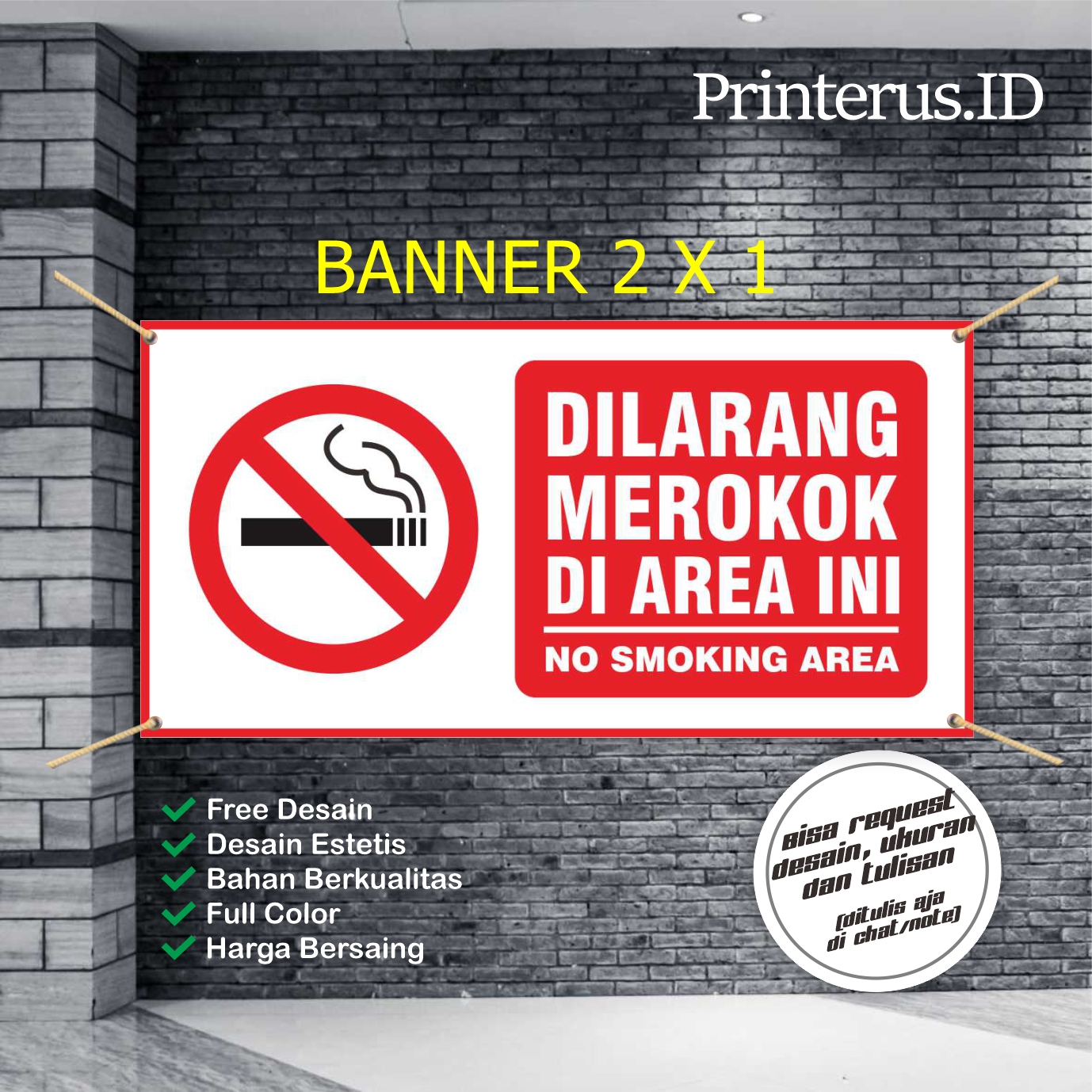 SPANDUK BANNER DILARANG MEROKOK | Lazada Indonesia