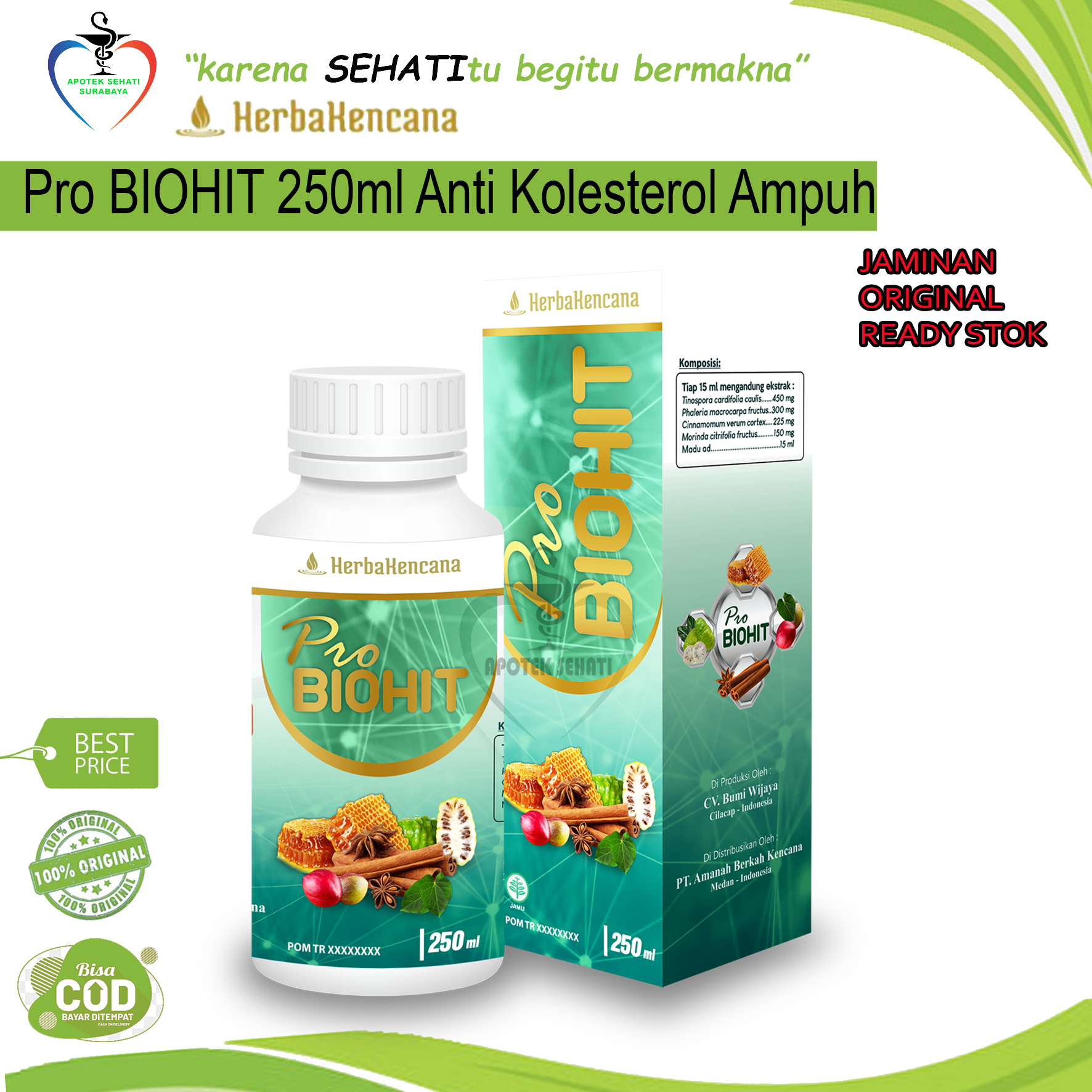Terbukti Pro BIOHIT 250ml Obat Kolesterol Herbal memperbaiki Lemak ...