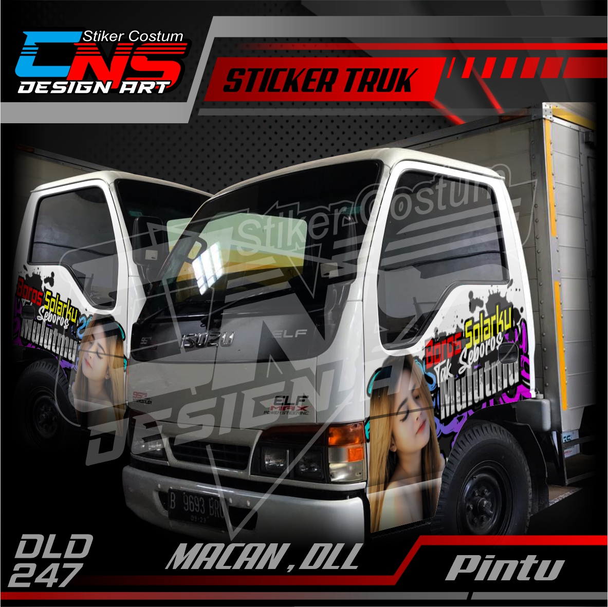 Stiker Pintu Depan ISUZU NKR ELF MACAN Kanan Kiri Custom Foto Cewek Cantik Hijab Vector Seksi ...