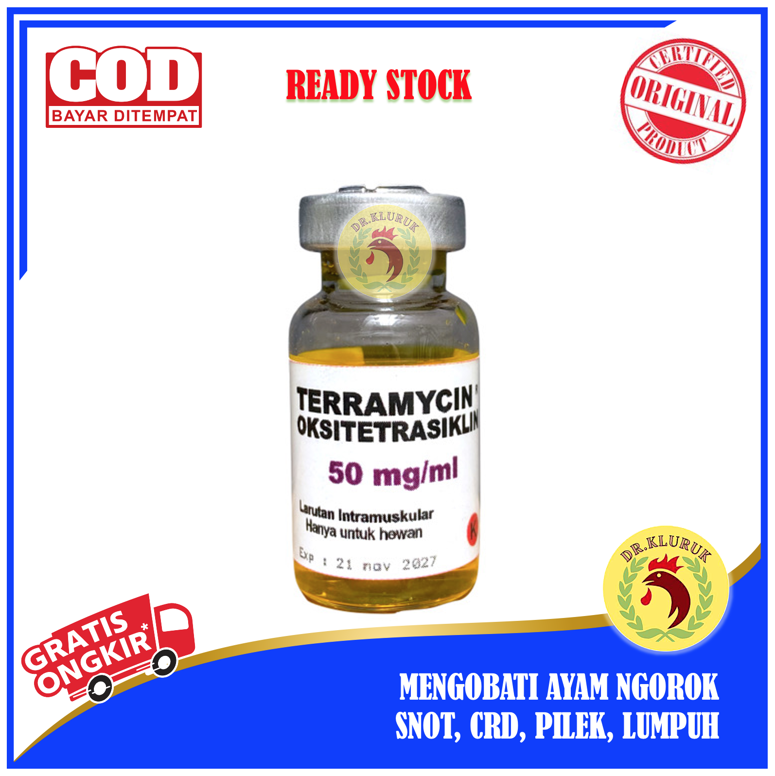 Terramycin Obat Ayam Ngorok Snot CRD Pilek Lumpuh | Lazada Indonesia