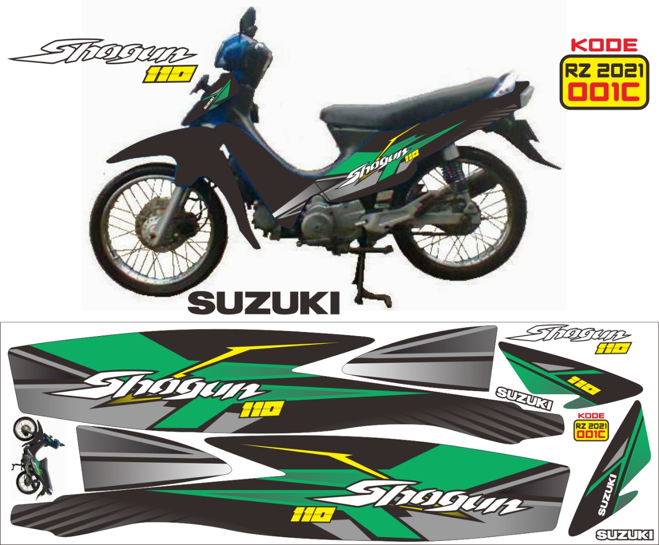 Striping SHOGUN R 110 Variasi Sticker Stiker Motor Suzuki modif lis ...