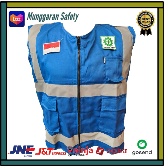 Rompi Kerja Proyek/ Rompi safety Bahan American Drill Biru Pertamina ...