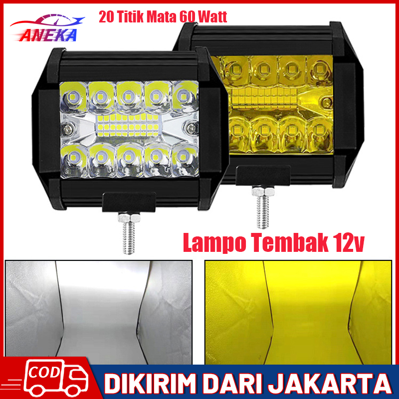 【COD+Ready Stock】Lampo Tembak 12v Lampu Tembak Sorot Led Bar Cree Cwl 60w 20 Susun Lampu Led ...