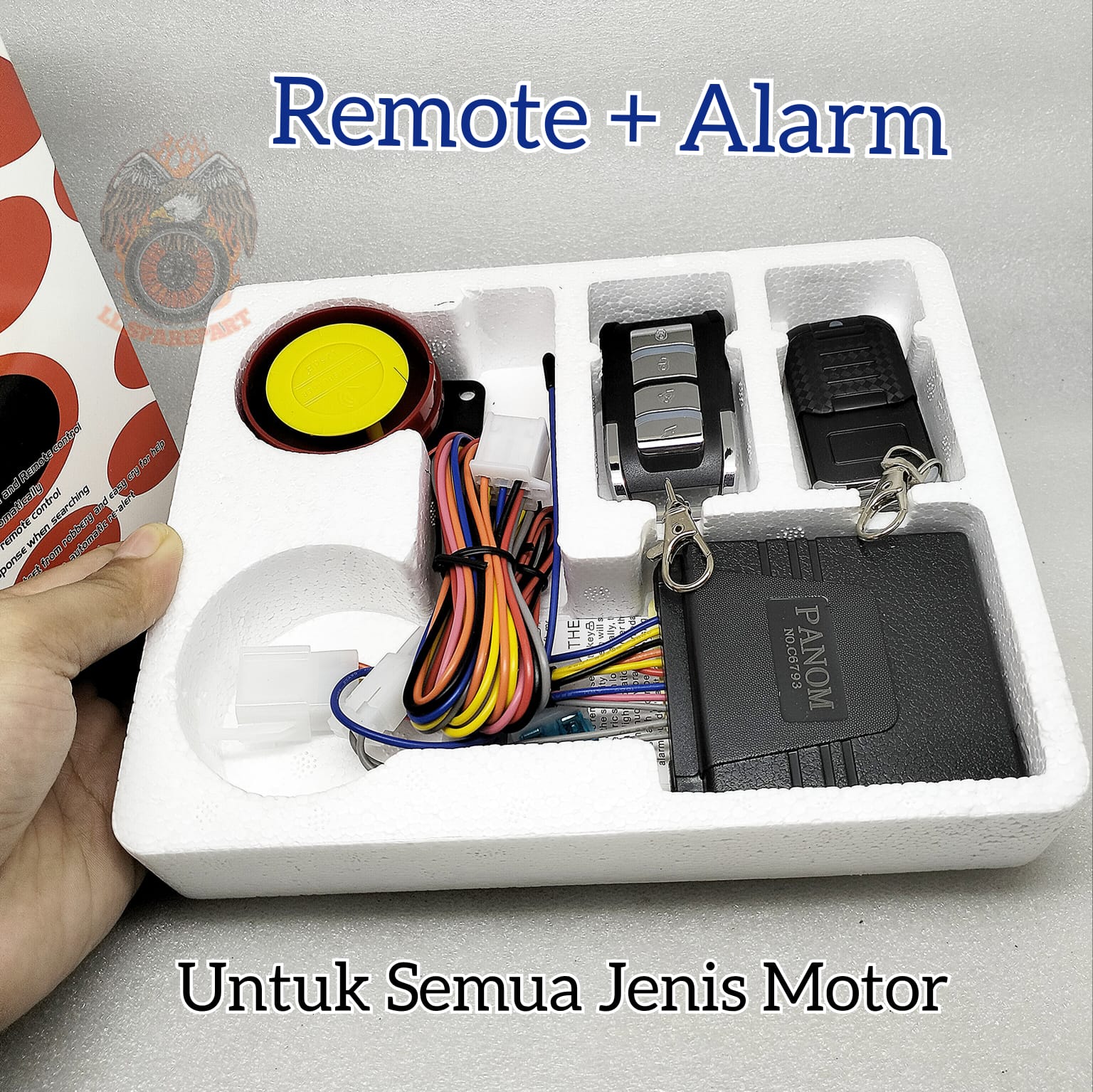 REMOTE ALARM PANOM ASLI UNIVERSAL ANTI MALING UNTUK SEMUA JENIS MOTOR KEYLESS ALARAM ORIGINAL ...