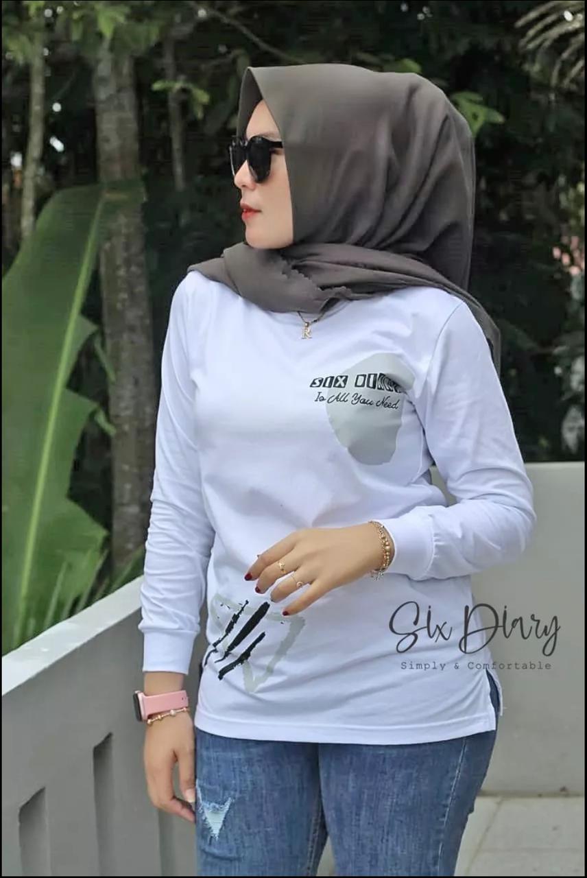 Baju Kaos Atasan Blus Pakaian Six Diary Bahan Import Adem Tebal Wanita ...