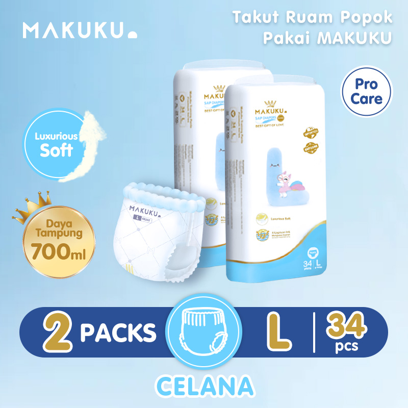 [2 PACK] MAKUKU SAP Diapers Pro Care Ukuran NB/S/M/L/XL/XXL [PEREKAT ...