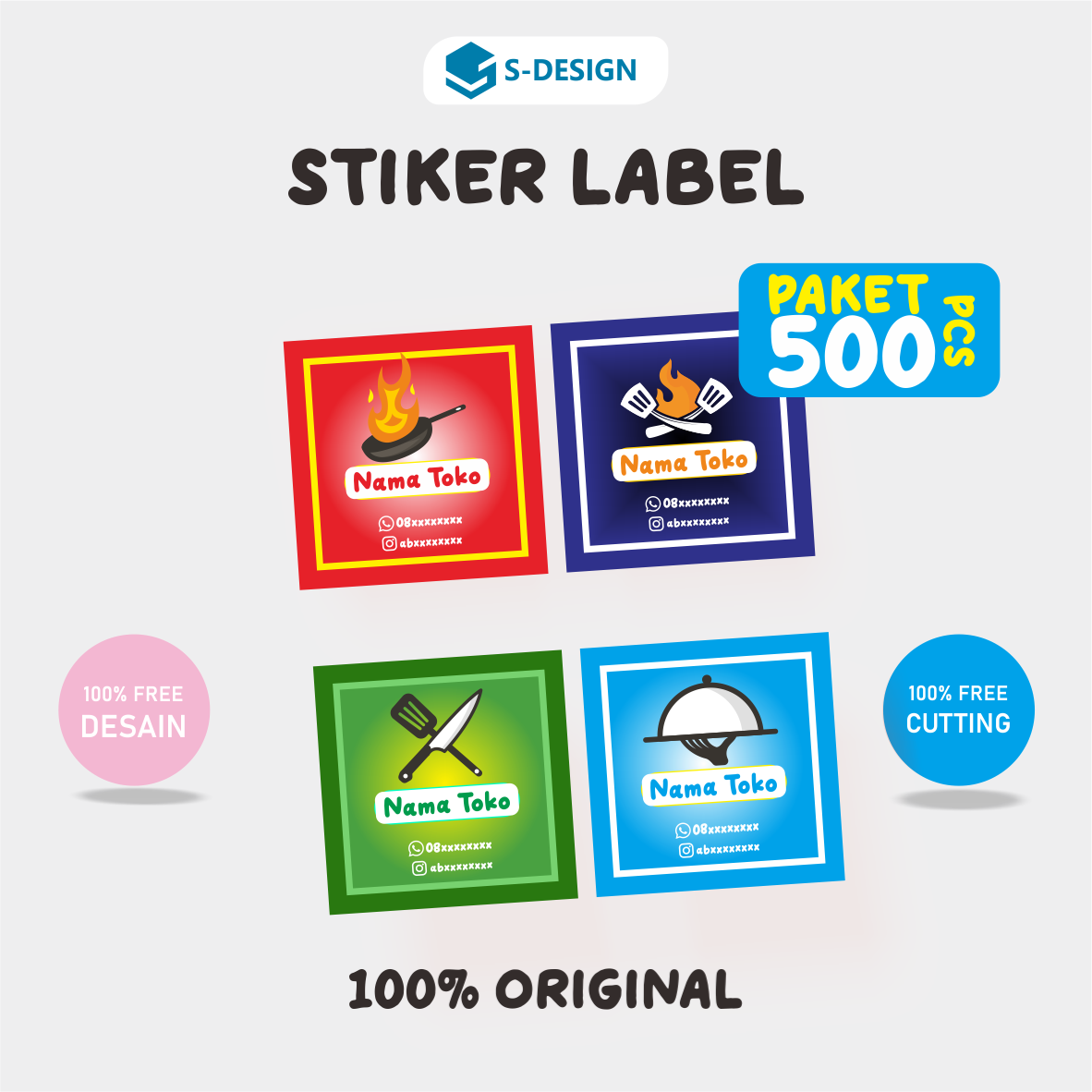 STIKER PAKET 500PCS / STIKER CUSTOM/STIKER A3/CETAK STIKER LABEL/PRINT ...