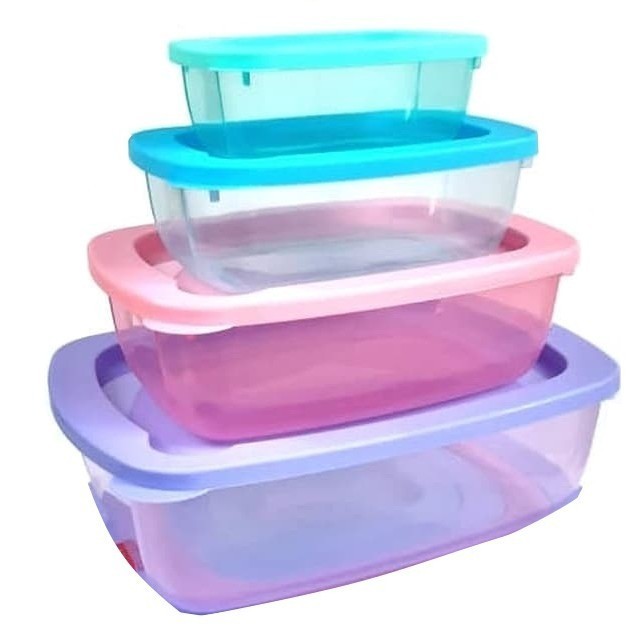 Toples Persegi/bulat Set 4 Ukuran Warna Warni 4in1 Topless Box Makanan ...
