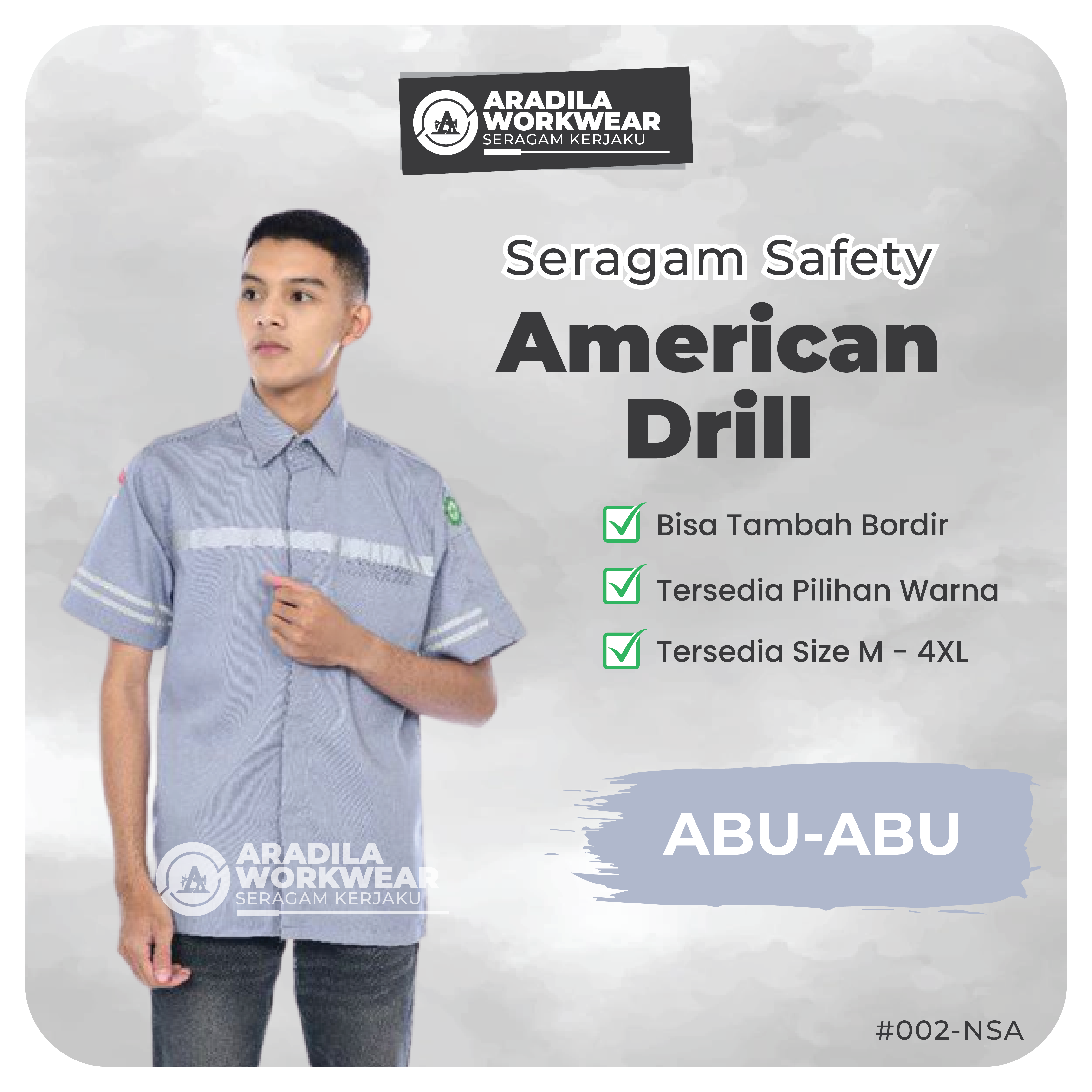 Seragam Safety Biru Donker / Baju Kerja Lapangan Custom Bordir / Atasan ...