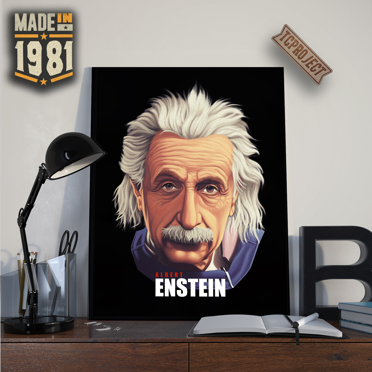 Poster Tokoh Albert Einstein - Poster Kayu - Hiasan Dinding | Lazada ...