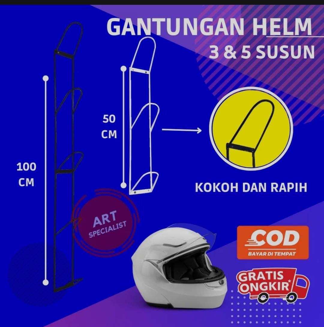 RAK HELM 5 SUSUN COATING TER MURAH / GANTUNGAN HELM HEMAT TEMPAT ...