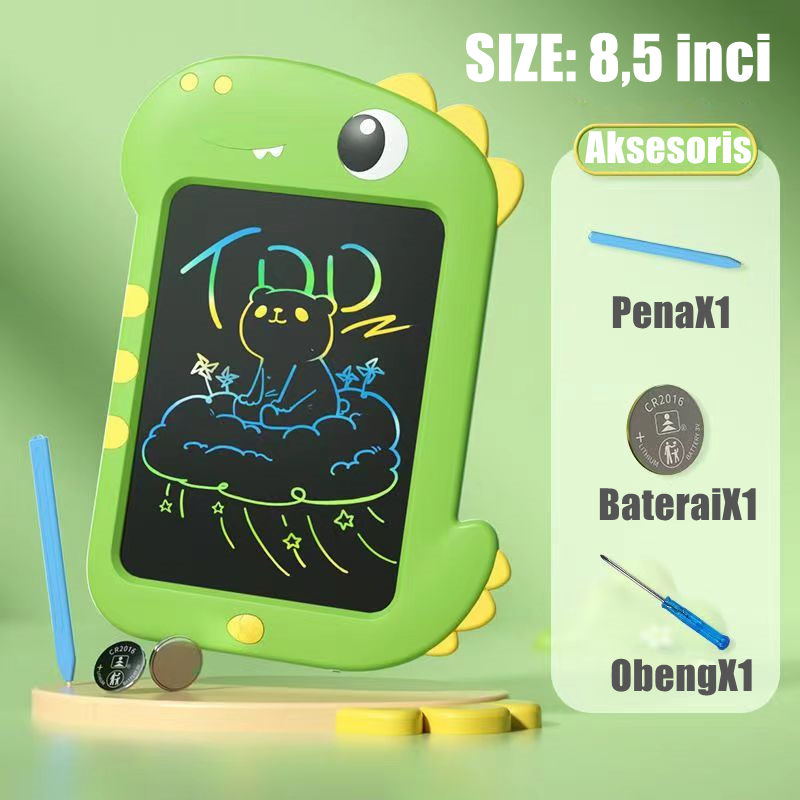 8.5 inci Papan Gambar Anak-anak Tablet Tulis Layar LCD Mainan Gambar ...