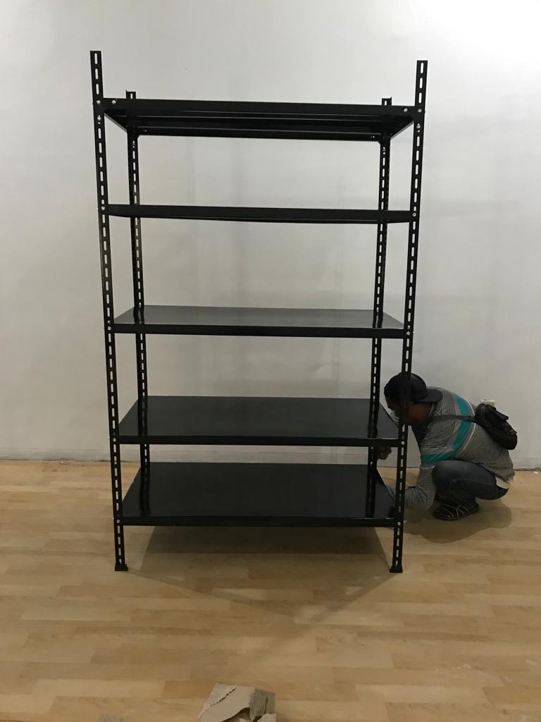 RAK BESI SIKU ADJUSTABLE RAK SERBAGUNA ETALASE HITAM 5 SUSUN KUAT SIZE ...