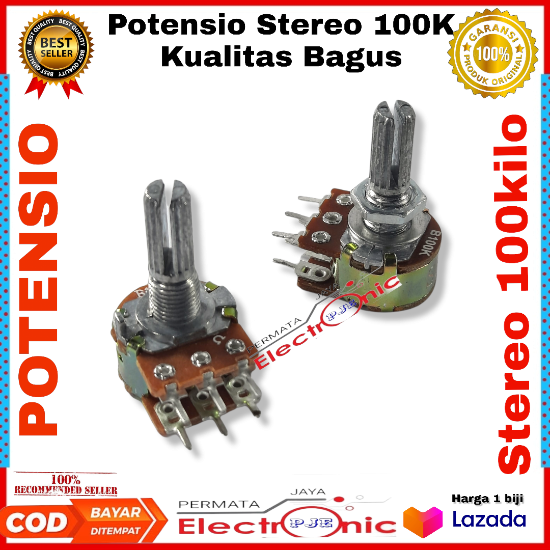 Potensiometer Stereo 100k 6 pin dual potensio meter variable resistor ...