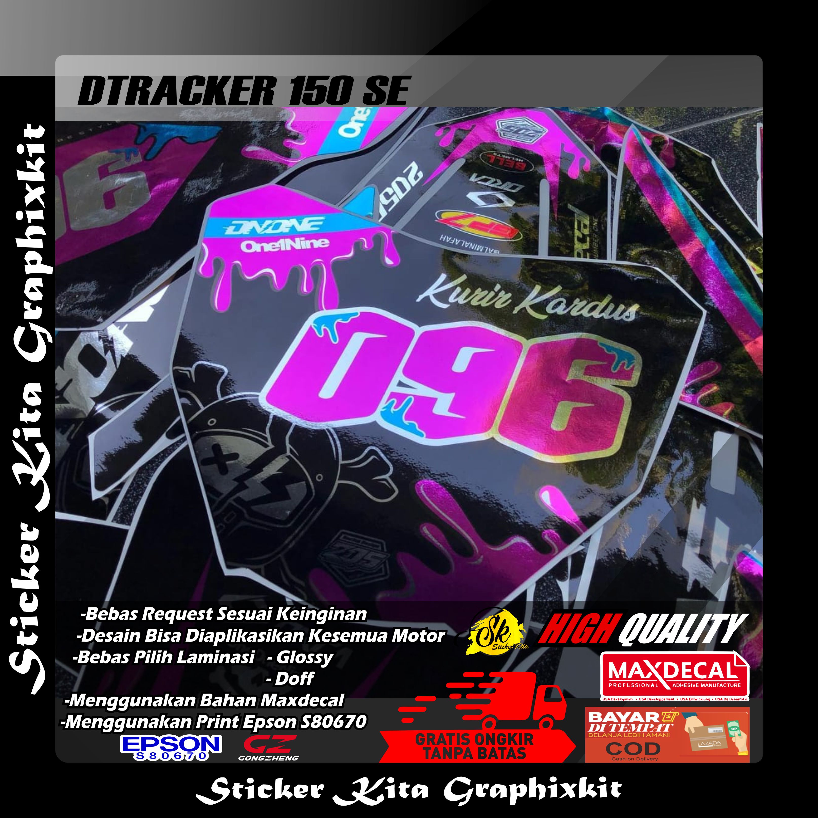 DC 494 DECAL STICKER FULLBODY MOTOR DTRACKER 150 SE FULL CHROME HITAM ...